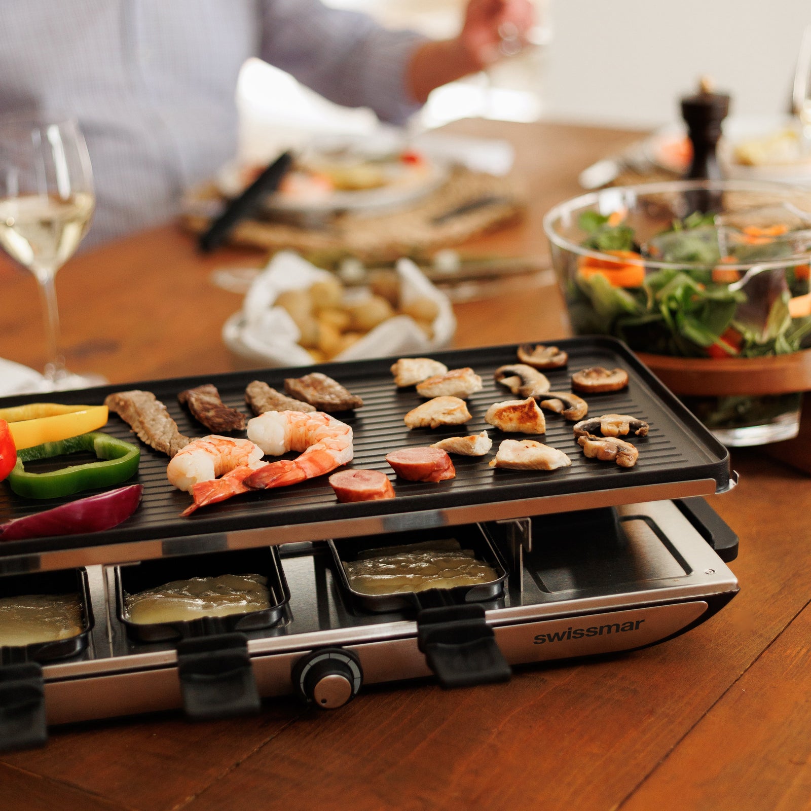 Classic Red Cast Iron Raclette Party Grill